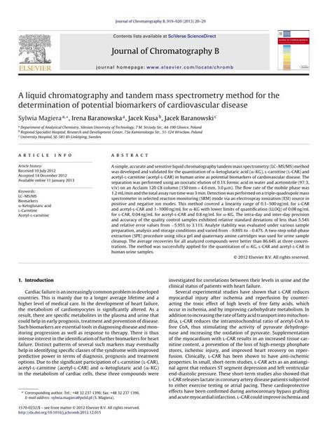 Pdf A Liquid Chromatography And Tandem Mass Spectrometry Method For