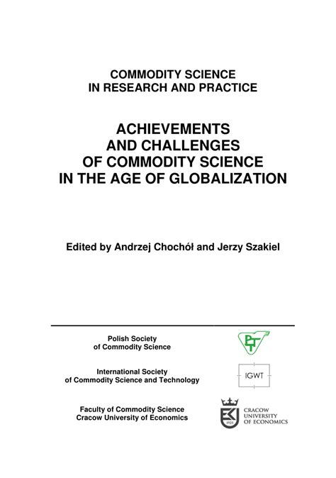 Pdf Commodity Science In Research And Practice Achievements And