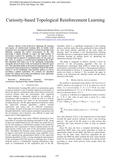 Pdf Curiosity Based Topological Reinforcement Learning