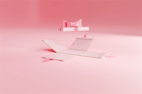 실크 핑크 리본이 달린 선물 상자를 열고 그 주위에 활을 쏜 다음 발렌타인 데이 선물 템플릿 제품 배치 준비 완료 0명에 대한 스톡 사진 및 기타 이미지 Istock