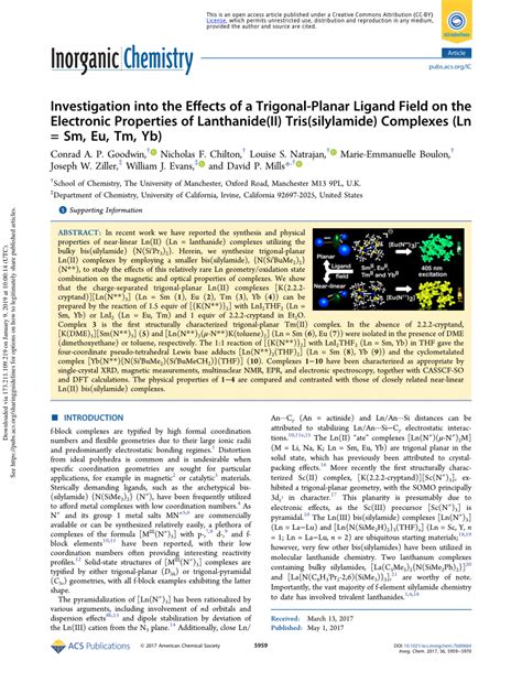 Pdf Investigation Into The Effects Of A Trigonal Planar Ligand Field On The Electronic