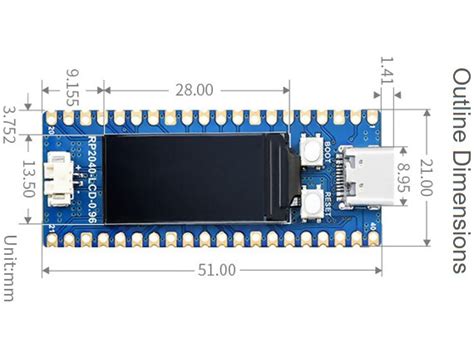 Raspberry Pi Rp2040 Lcd 096 2mb Flash Usb Type C Lcd 99tech