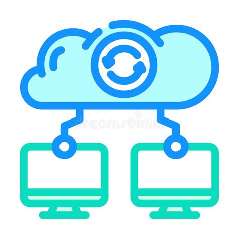 Data Synchronization Cloud Computing Color Icon Vector Illustration Stock Illustration