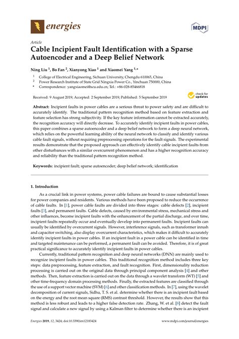 Pdf Cable Incipient Fault Identification With A Sparse Autoencoder