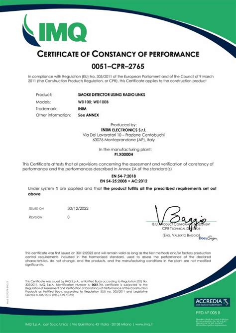 Wd100 Certificate Of Constancy Of Performance N