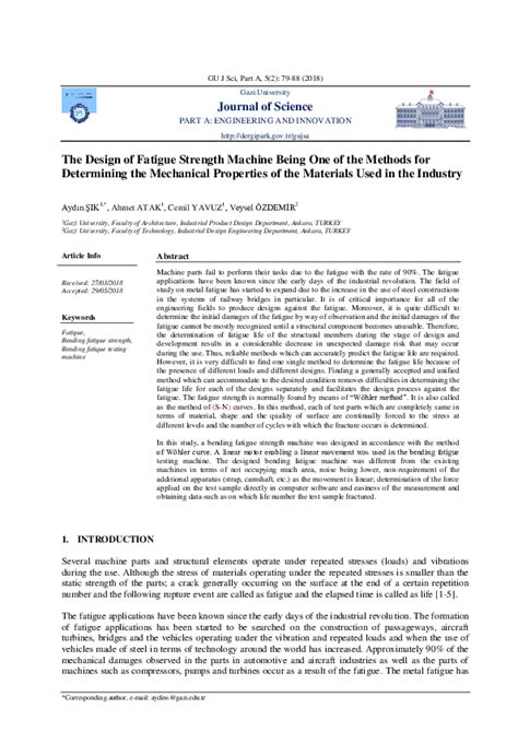 Pdf The Design Of Fatigue Strength Machine Being One Of The Methods For Determining The