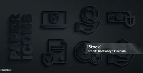 방패 계약 손에 우산 구명 부표 및 보험 온라인 아이콘으로 돈을 설정하십시오 벡터 3차원 형태에 대한 스톡 벡터 아트 및 기타 이미지 3차원 형태 검은색 교정쇄