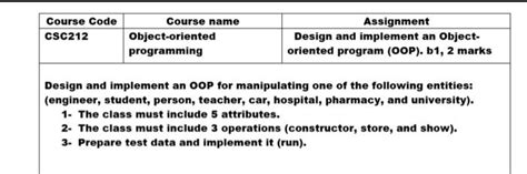 solved course code csc212 course name object oriented