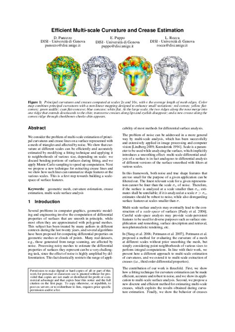 Pdf Efficient Multi Scale Curvature And Crease Estimation