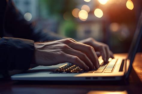 Premium Ai Image Generative Ai Typing On Keyboard Closeup Shot Hands Using Laptop Computer And