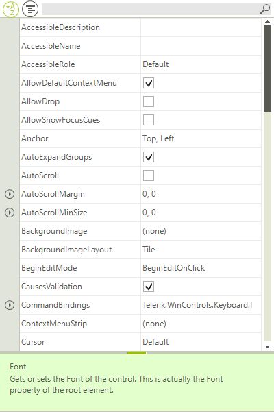 Kinetic Scrolling Winforms Propertygrid Control Telerik Ui For Winforms