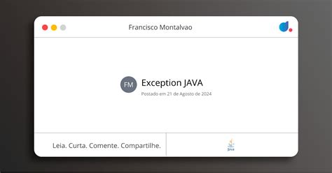 Exception Java Francisco Montalvao Java Dio
