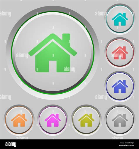 Set Of Home Sunk Push Buttons Well Organized Layer Color Swatch And