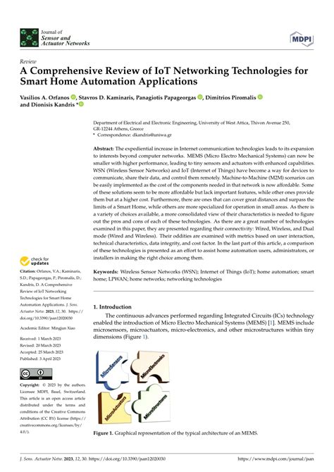 Pdf A Comprehensive Review Of Iot Networking Technologies For Smart Home Automation Applications