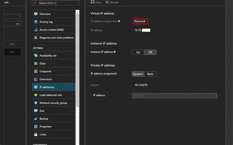set azure static ip classic vm