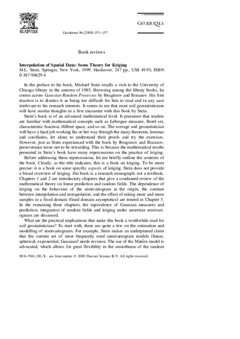 Pdf Interpolation Of Spatial Data