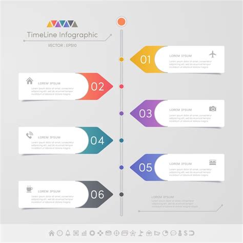 아이콘 타임 라인 인포 그래픽 디자인 템플릿 프리미엄 벡터