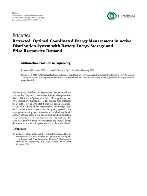 Pdf Retracted Optimal Coordinated Energy Management In Active Distribution System With