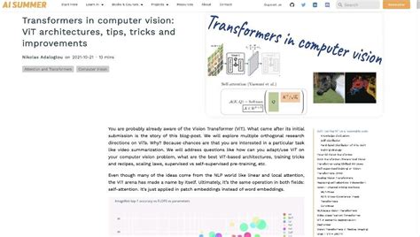 Transformers In Computer Vision Vit Architectures Tips Tricks And Improvements