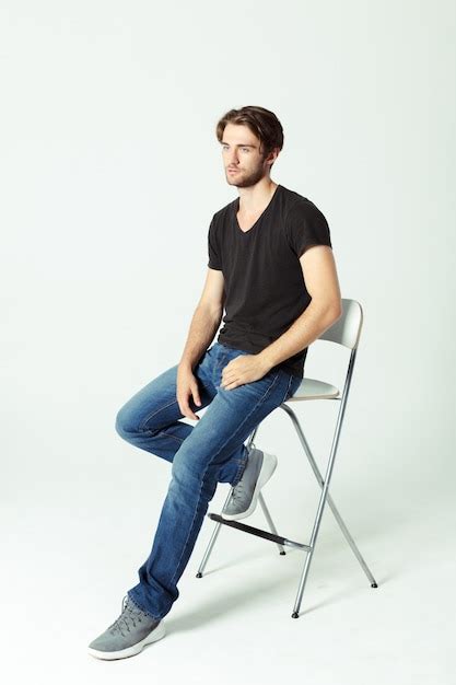 Premium Photo Portrait Of Sexy Man Sitting