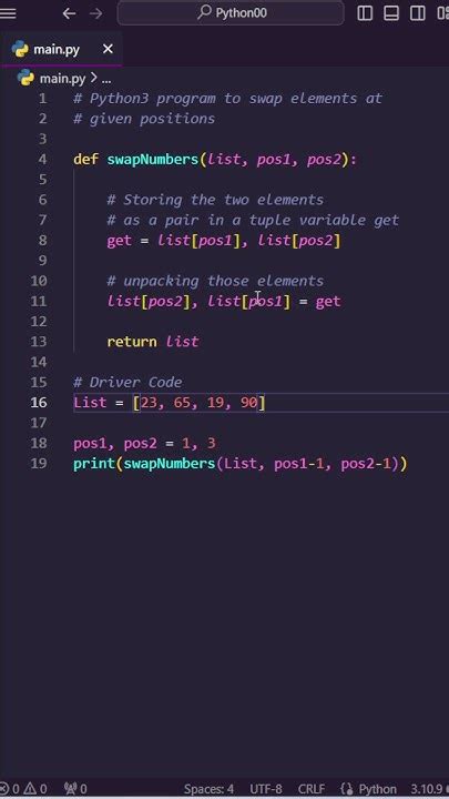 Python Interview Question Part 5 Swap Any Two Elements In List