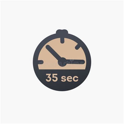 35 Second Timer Clock 35 Sec Stopwatch Icon Countdown Time Stop Chronometer Stock Vector