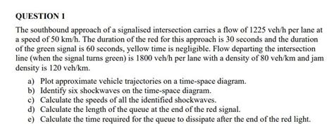 Solved Question 1 The Southbound Approach Of A Signalised