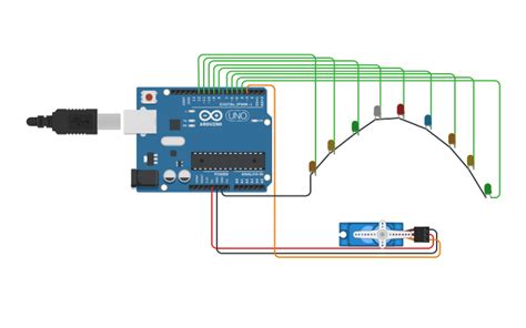 Circuit Design Servo Leds Tinkercad