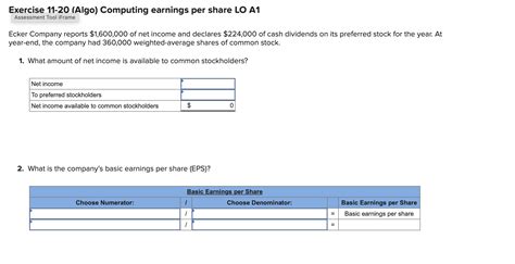 Solved Exercise Algo Computing Earnings Per Share Chegg
