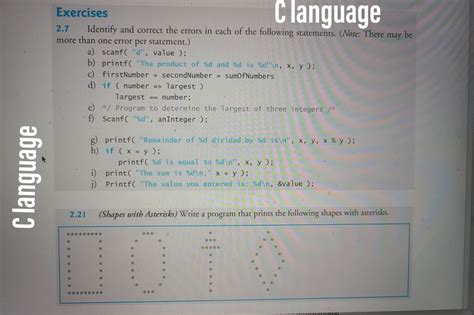 Solved Clanguage Exercises 27 Identify And Correct The
