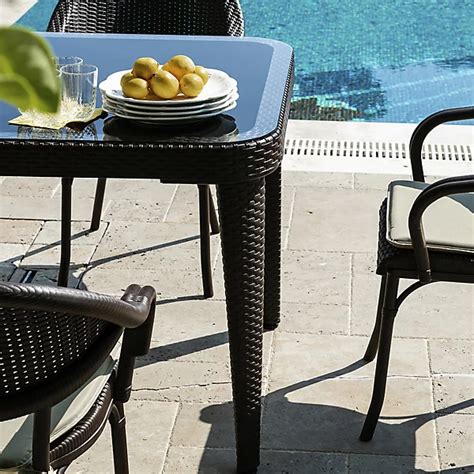 150x90cm Glass Top Outdoor Dining Table Rectangular Anthracite Rattan