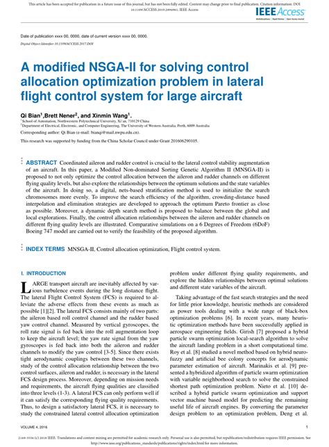 pdf a modified nsga ii for solving control allocation optimization problem in lateral flight