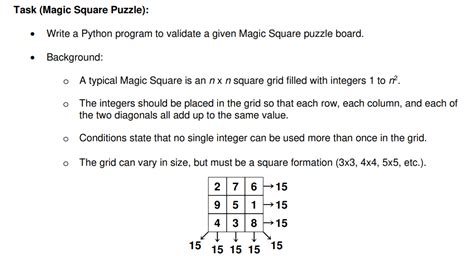 Solved Task Magic Square Puzzle Write A Python Program