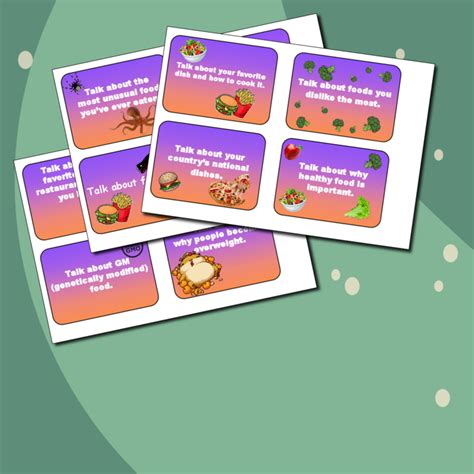 Разговорные карточки для отработки темы Food Present Simple Past Simple Speaking Cards