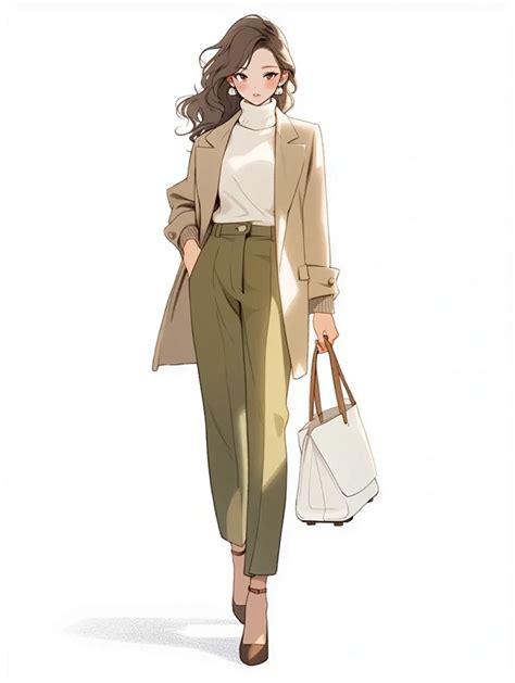 穿搭插画 初冬气质 花瓣网