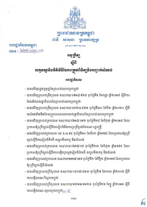 អនុក្រឹត្យស្ដីពីលក ក្រសួងរៀបចំដែនដី នគរូបនីយកម្ម និងសំណង់ Facebook