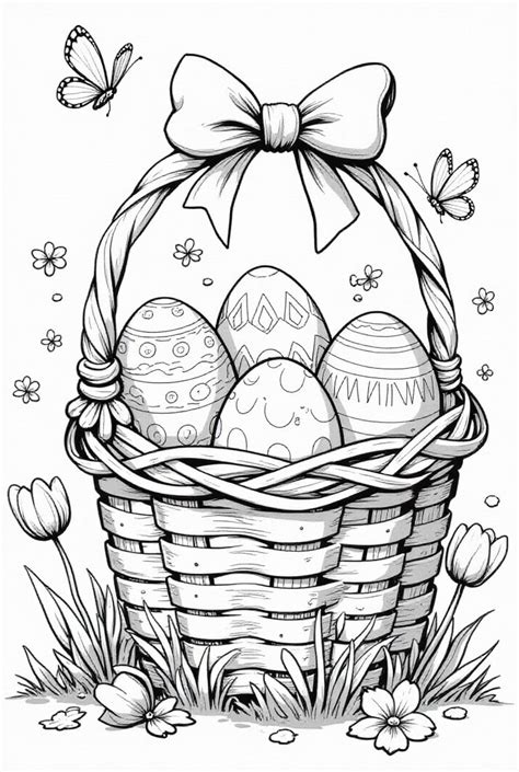 Målarbild Av Påskägg I Korgen Skriv Ut Gratis Bilder Bild 32152