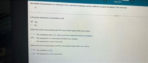 solved part 3 014 tell whether the expression is a monomial