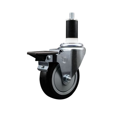 4 Inch Black Poly Swivel 1 38 Inch Expanding Stem Caster With Brake