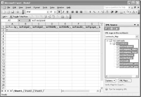 Editing XML Maps With SpreadsheetML Office 2003 XML Book