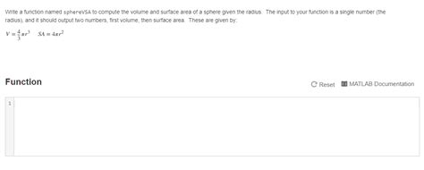 Solved Write A Function Named Spherevsa To Compute The
