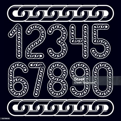 벡터 번호 현대 숫자를 설정합니다 연결 된 체인 링크를 사용 하 여 만들었습니다 개체 그룹에 대한 스톡 벡터 아트 및 기타 이미지 개체 그룹 고리 사슬 공학 Istock