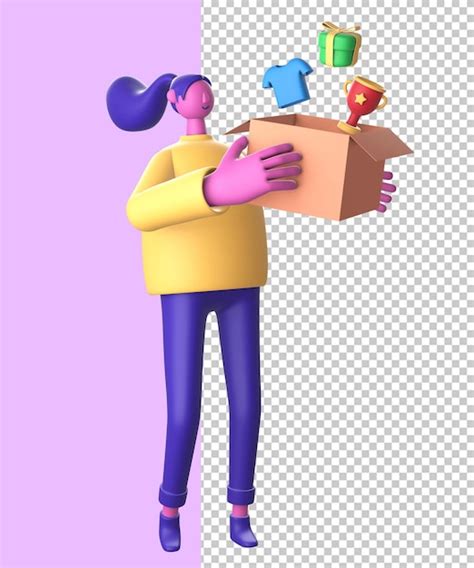 Premium Psd 3d Character Unboxing For Ui Ux Web Mobile Apps Social Media