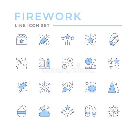 Set Color Line Outline Icons Of Firework Stock Vector Illustration Of Star Firework 265228247