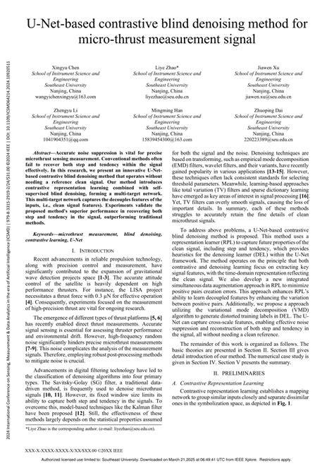 Pdf U Net Based Contrastive Blind Denoising Method For Micro Thrust