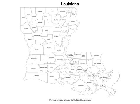 Printable Map Of Louisiana County With Labels · Inkpx