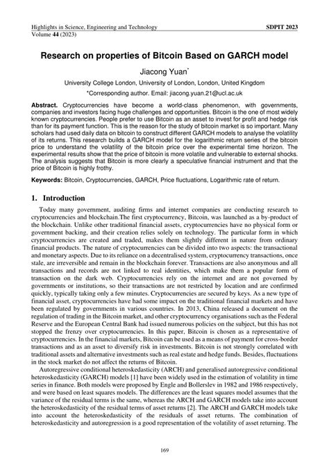 Pdf Research On Properties Of Bitcoin Based On Garch Model