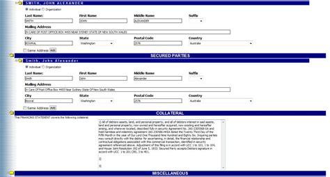 Ucc 1 Financing Statement