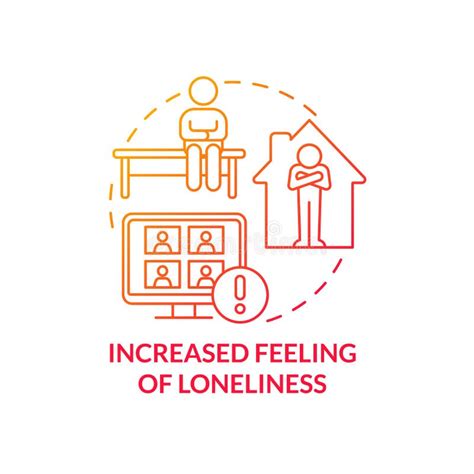 Increased Feeling Of Loneliness Red Gradient Concept Icon Stock Vector