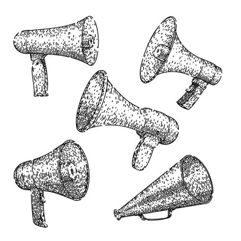Premium Vector Megaphone Set Sketch Hand Drawn Vector